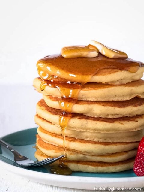 Light and Fluffy Gluten Free Buttermilk Pancakes - Faithfully Gluten Free