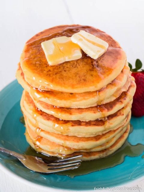 Light and Fluffy Gluten Free Buttermilk Pancakes - Faithfully Gluten Free