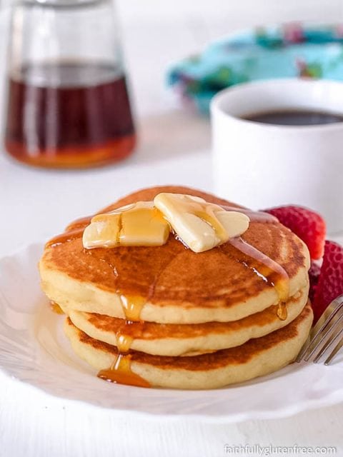Light and Fluffy Gluten Free Buttermilk Pancakes - Faithfully Gluten Free